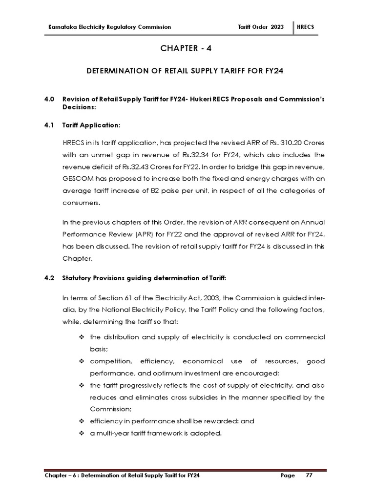 Determination of Retail Supply Tariff For Fy24: Chapter - 4 | PDF ...