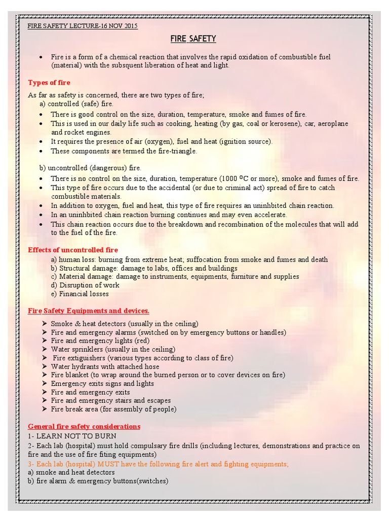 Fire-Safety Lecture | PDF | Combustion | Fires