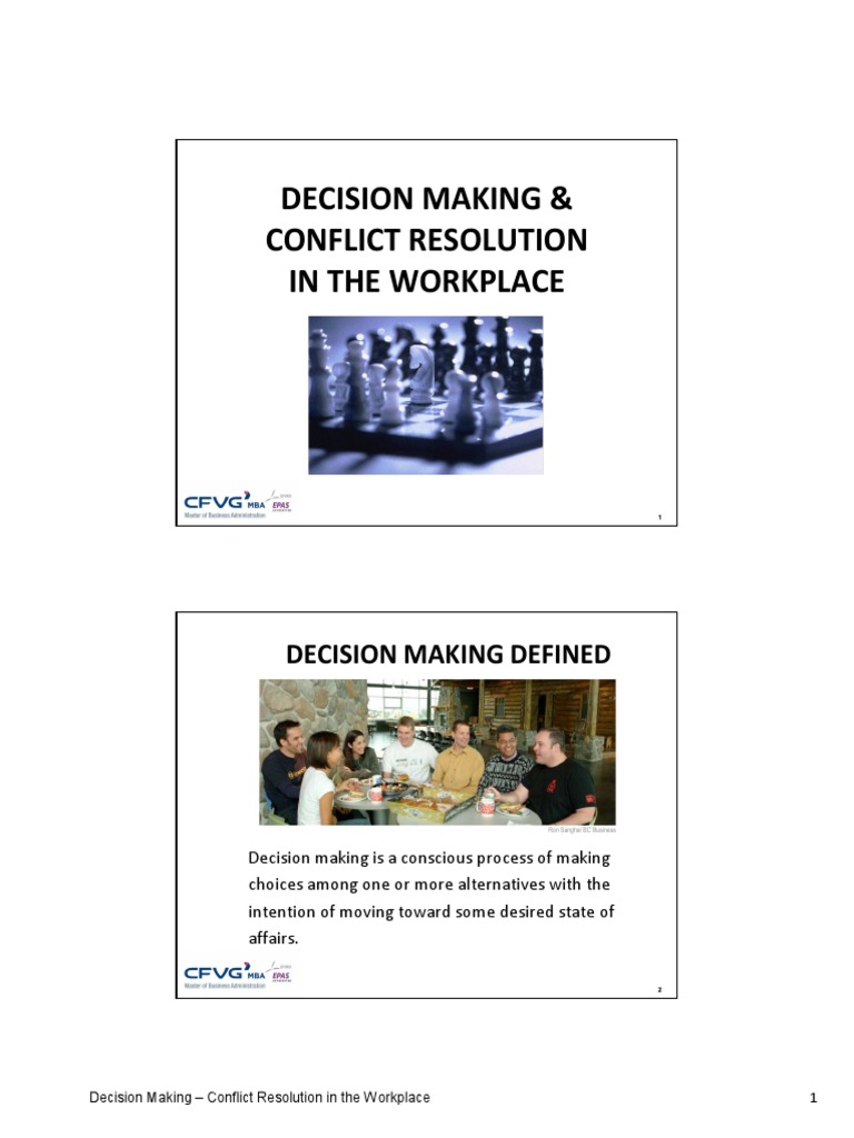 Decision Making and Conflict Resolution in The Workplace | PDF | Decision Making | Creativity