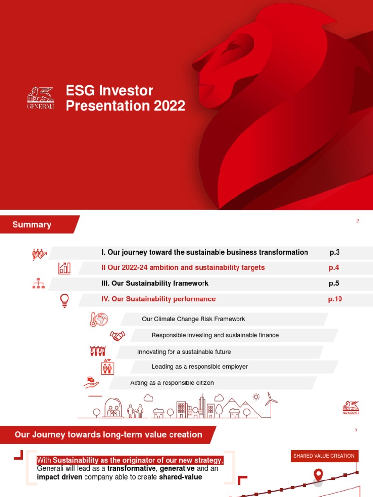 Generali ESG Presentation 2022 | PDF | Sustainability | Risk