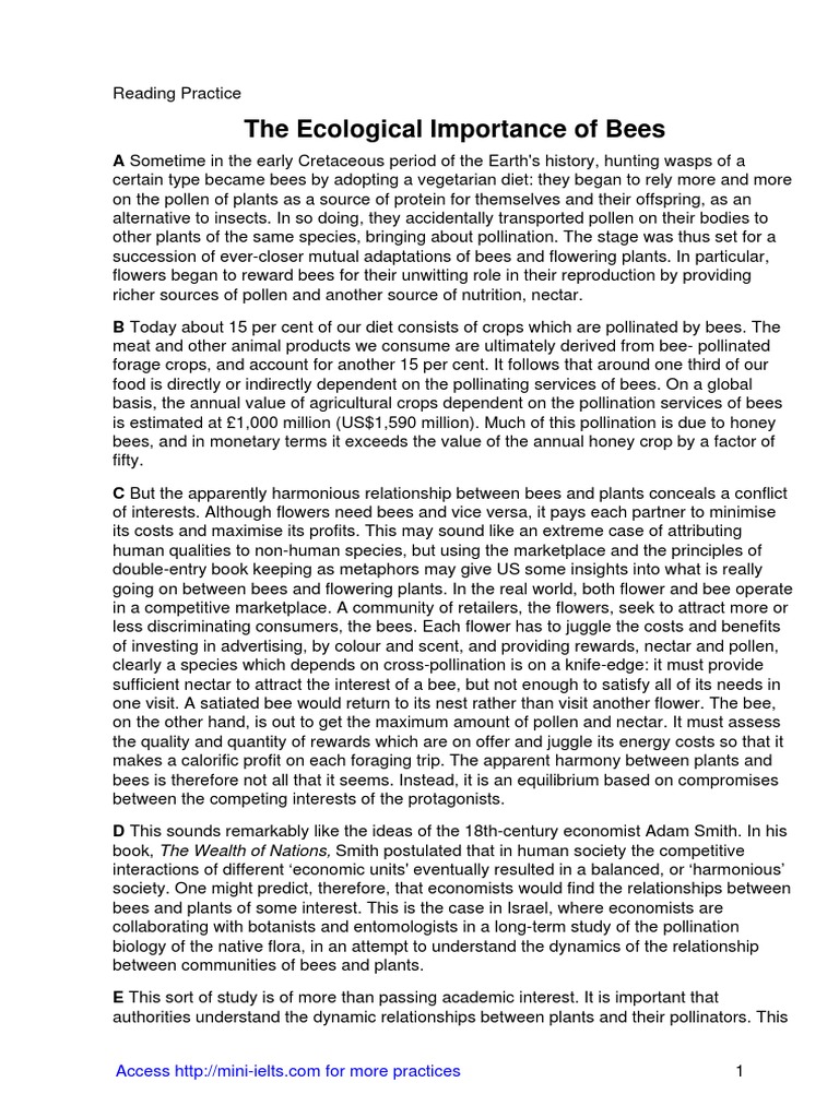 The Ecological Importance of Bees | PDF | Pollination | Bees
