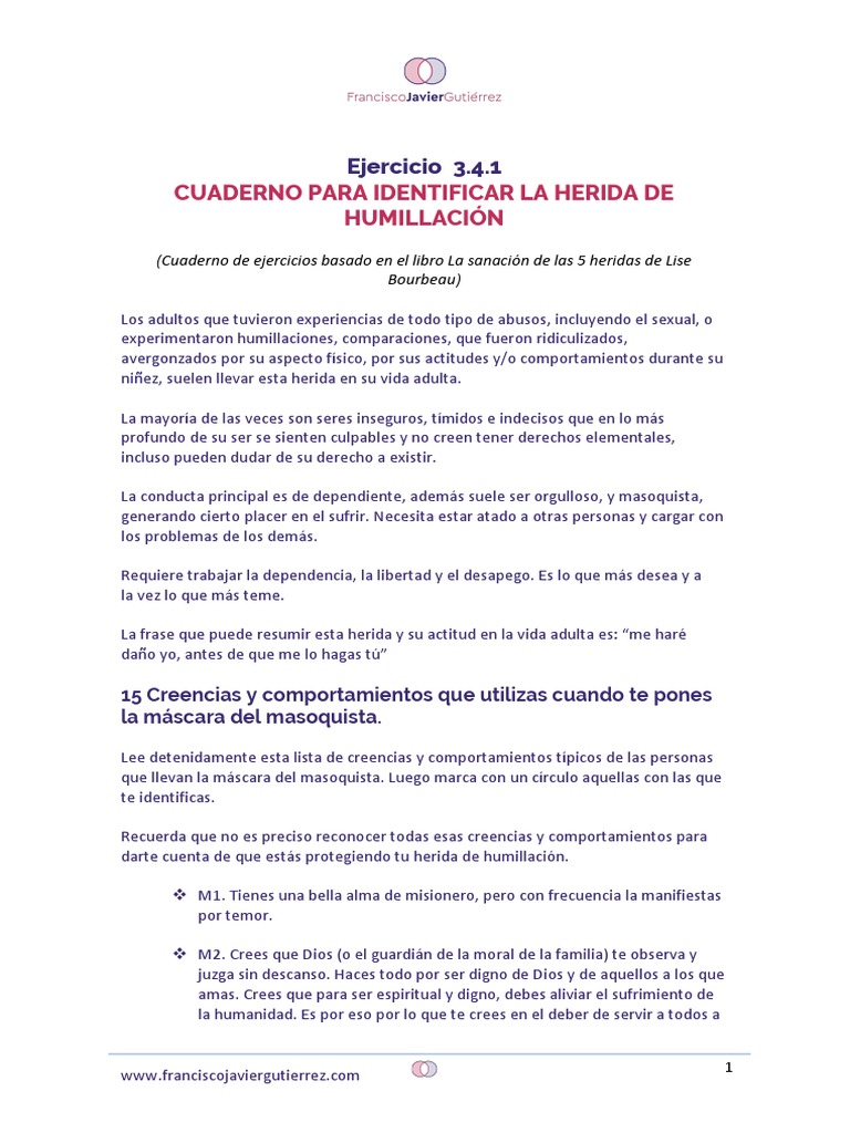 Ejercicio 3.4.1. Identificar La Herida de Humillación | PDF | Vergüenza | Amor