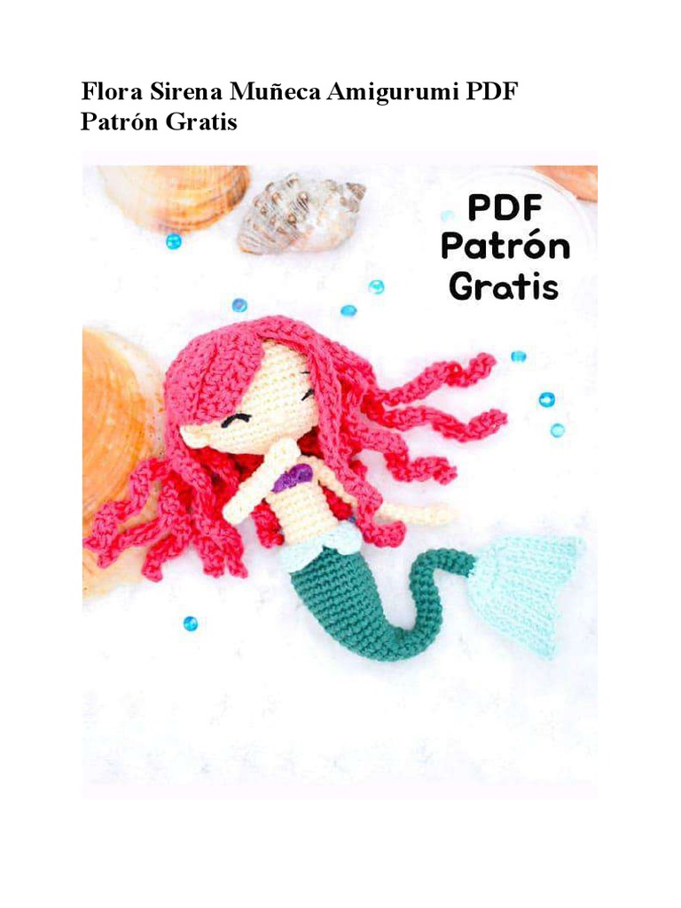 Patrón Gratis: Muñeca Sirena Amigurumi | PDF | Amigurumi | Tejer