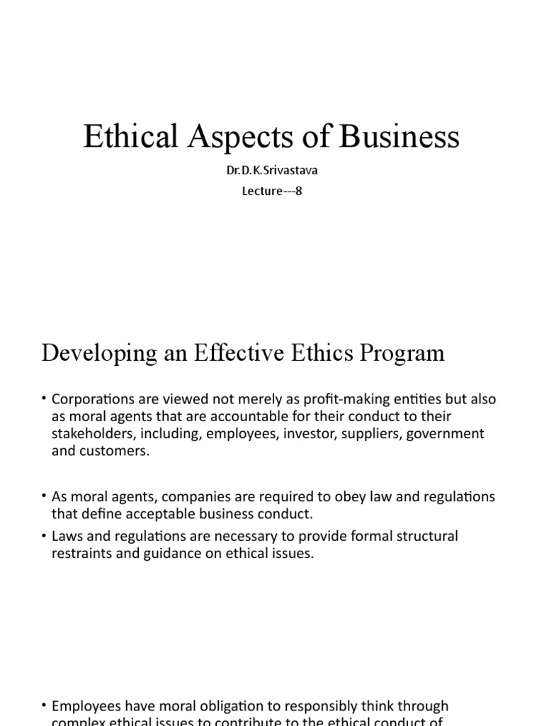 Ethics Lecture 8 | PDF | Accounting | Organizational Culture