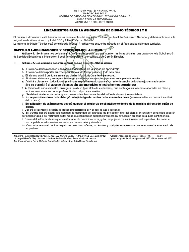 Lineamientos de Dibujo Técnico 2023-2024 A | PDF | Evaluación | Aprendizaje