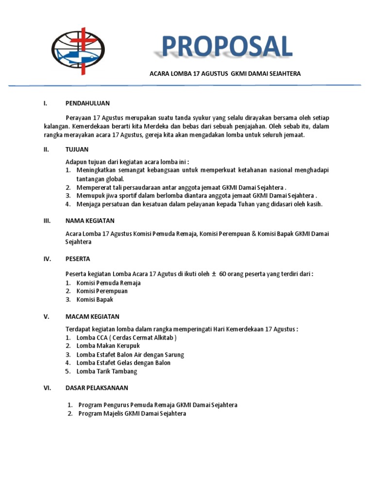 Proposal Lomba 17 Agustus Gkmi DS | PDF