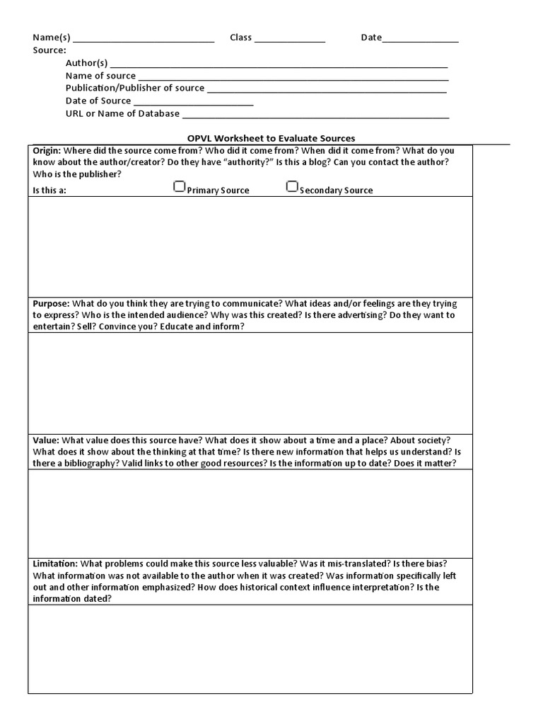 OPVL_Worksheet | PDF