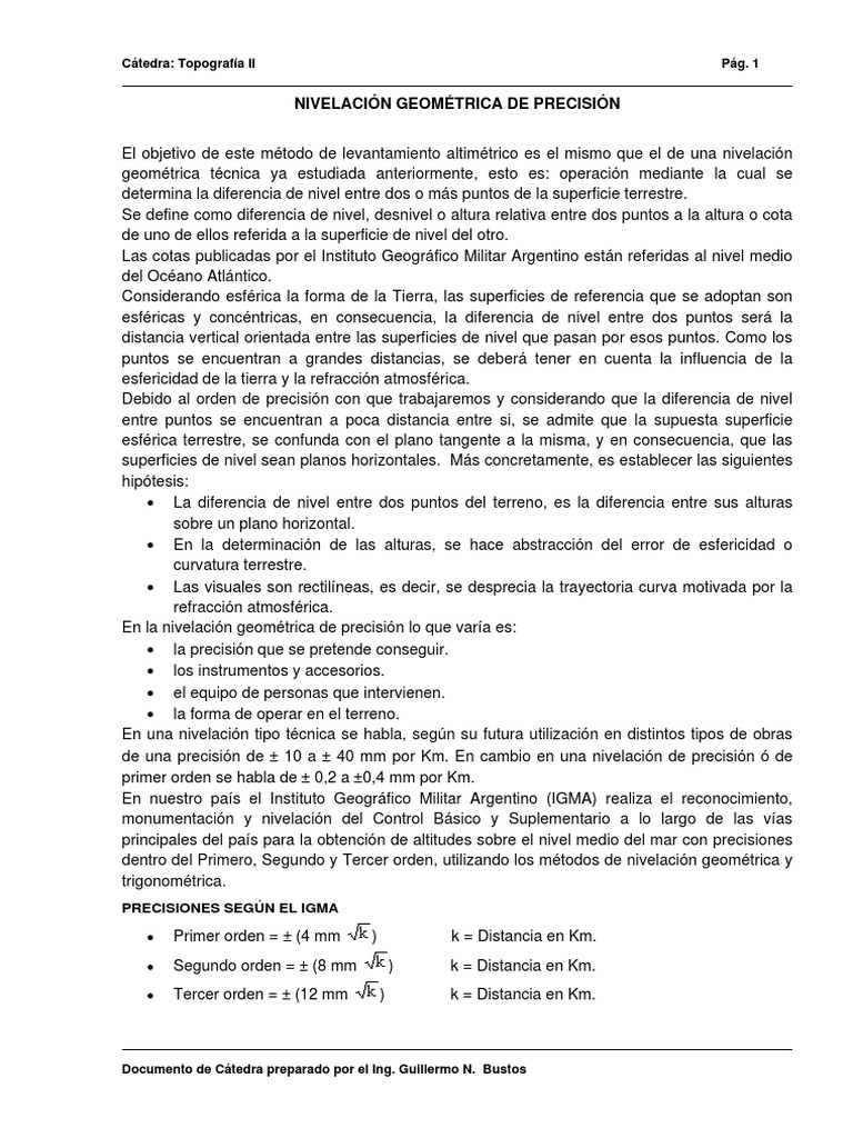 Nivelación Geométrica de Precisión en Topografía | PDF | Geodesia | Tierra
