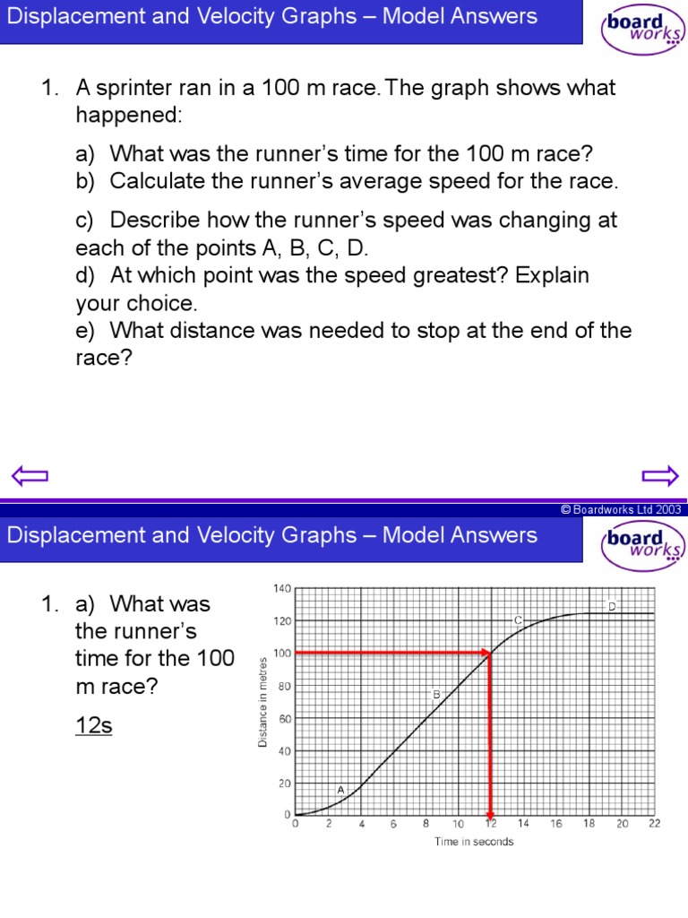 P1c Displacement Time and Velocity Time Graphs Worksheet MS | PDF ...
