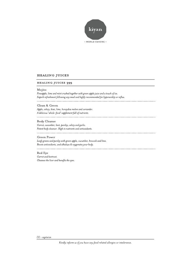 Kiyan Menus | PDF | Whisky | Martini (Cocktail)