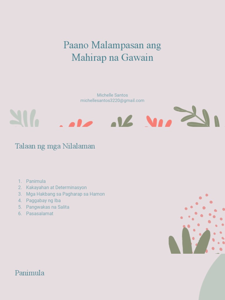 Paano Malampasan Ang Mahirap Na Gawain | PDF