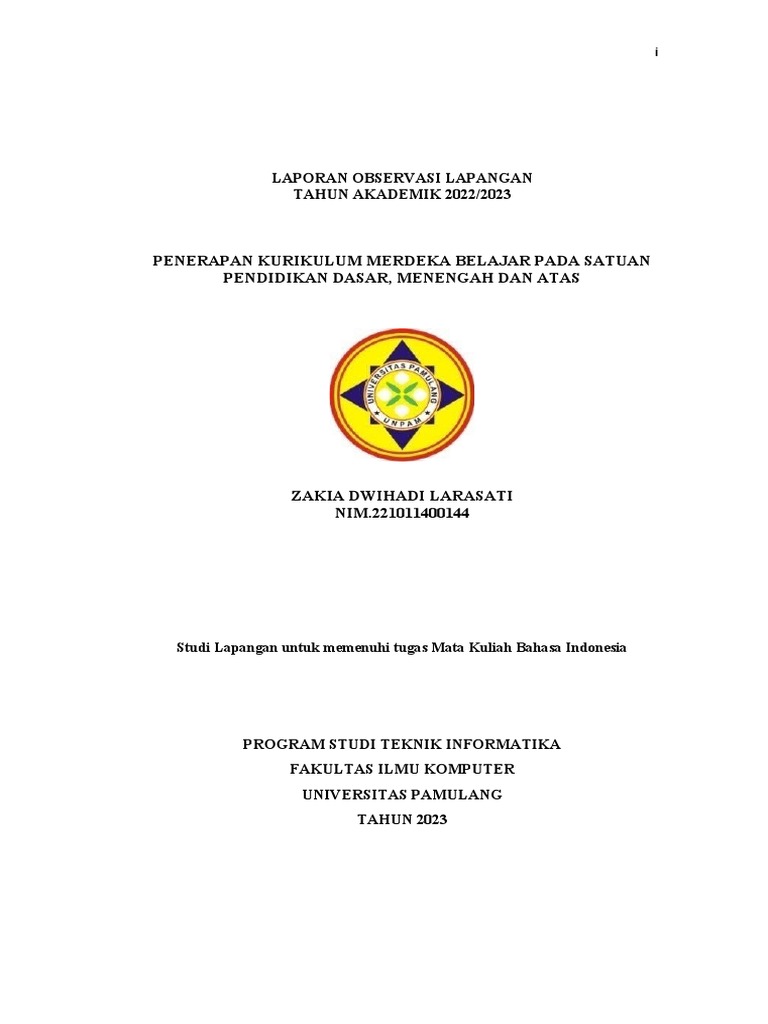 Contoh Format Laporan | PDF