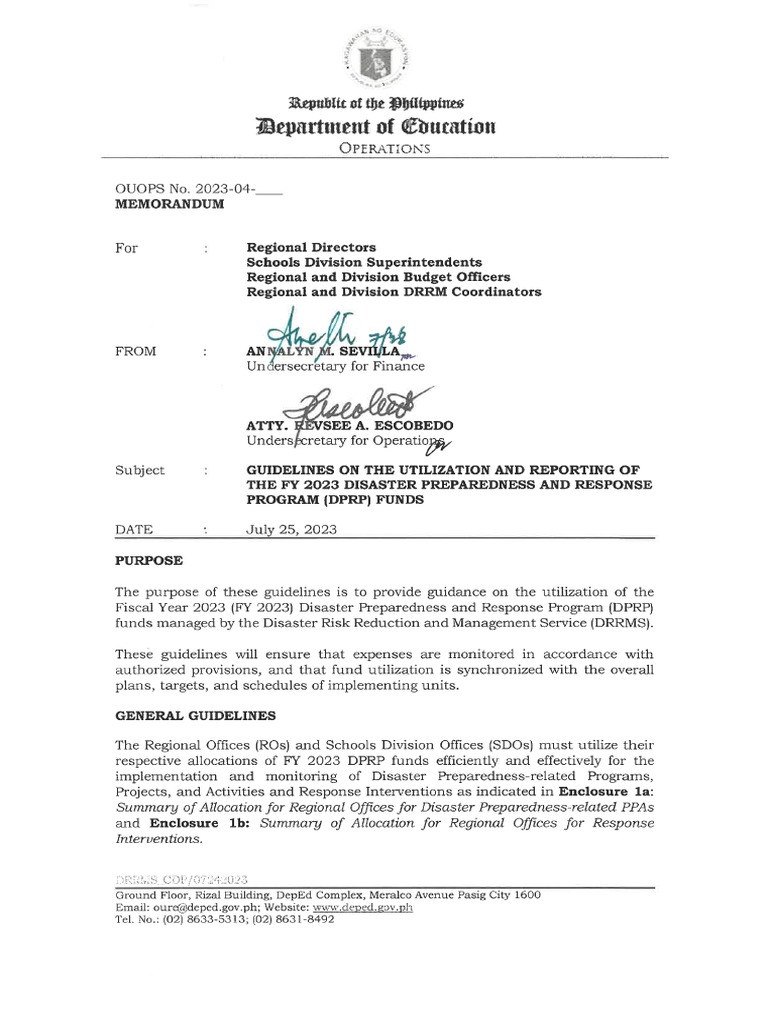 Implementing Guidelines On The Utilization And Reporting The Fiscal
