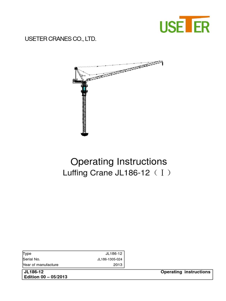 Operating Instruction 2013 | PDF | Crane (Machine) | Safety