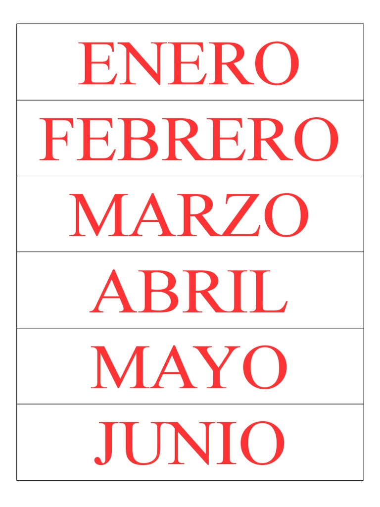 Meses y Dias Tarjetas | PDF