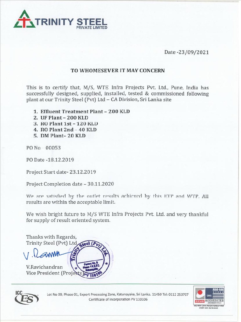 Trinity Steel Pvt. Ltd. - Shri Lanka | PDF