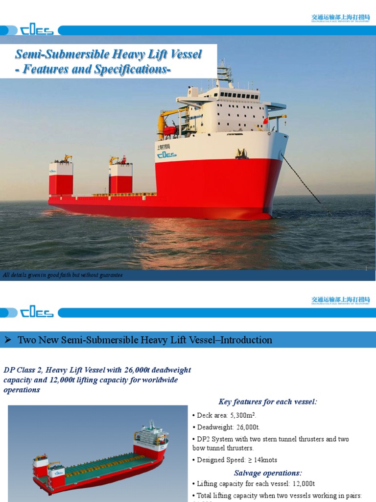 Semi Submersible Heavy Lift Vessel | PDF | Marine Salvage | Crane (Machine)