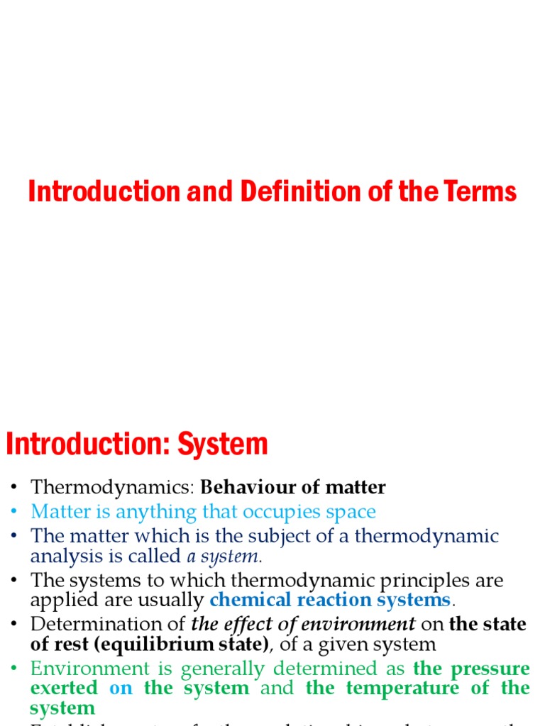 Introduction and Definition of The Terms | PDF | Gases | Temperature