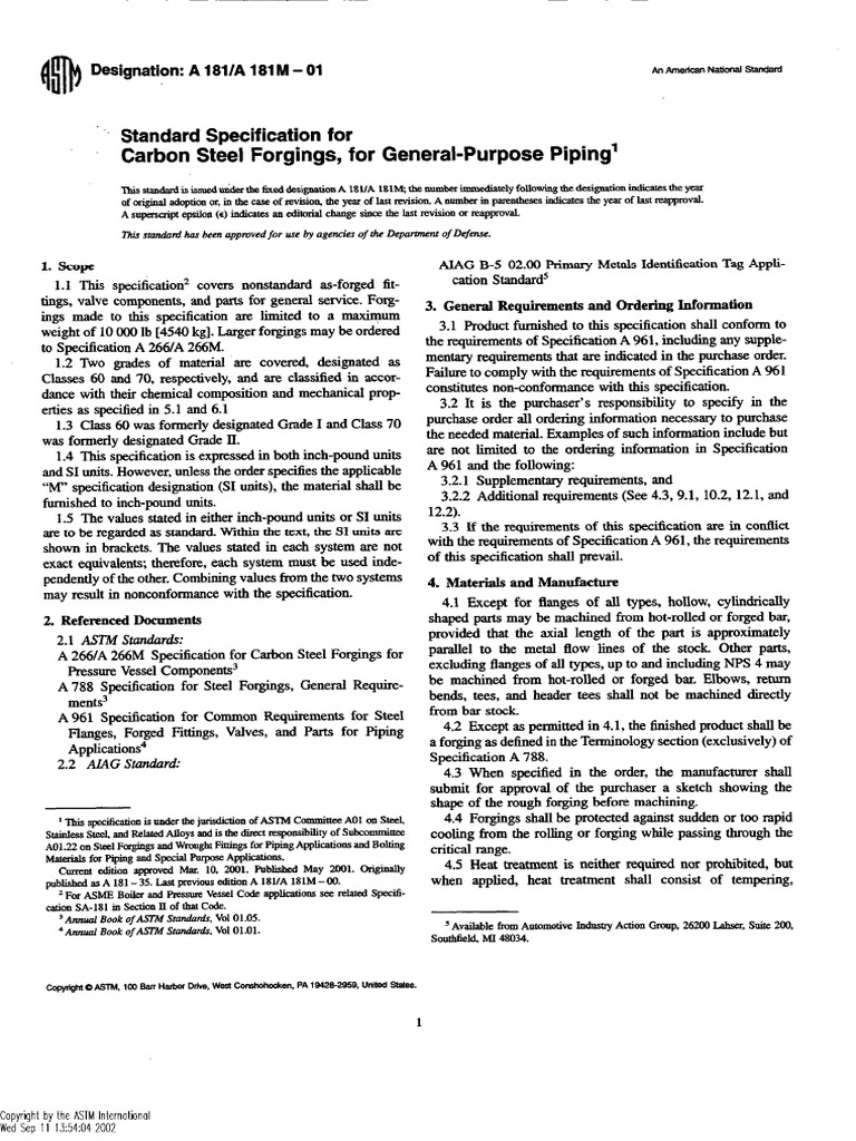 Astm A 181 | PDF