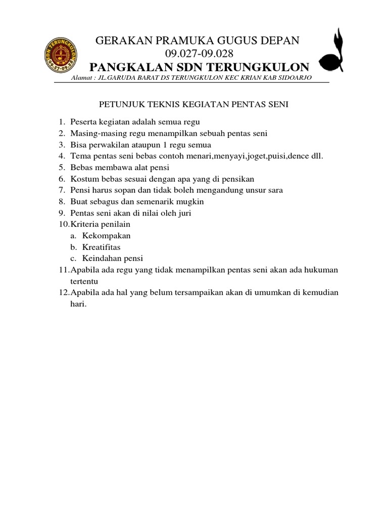 Petunjuk Teknis Kegiatan Pentas Seni | PDF