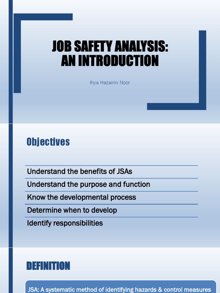Job Safety Analysis: Key Steps & Benefits | PDF | Hazards | Risk