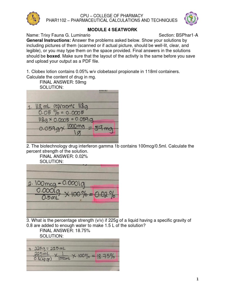 Mod 4 Seatwork | PDF | Science & Mathematics