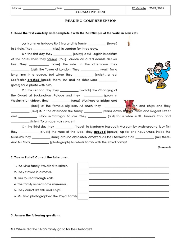 Last Summer Holiday Reading Comprehension | PDF | London