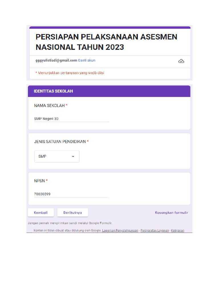 Angket Persiapan Anbk 2023 | PDF