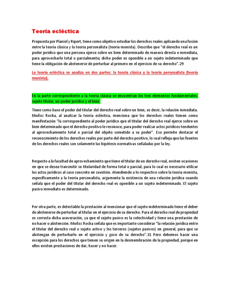 Teoría Ecléctica | PDF | Teoría | Propiedad