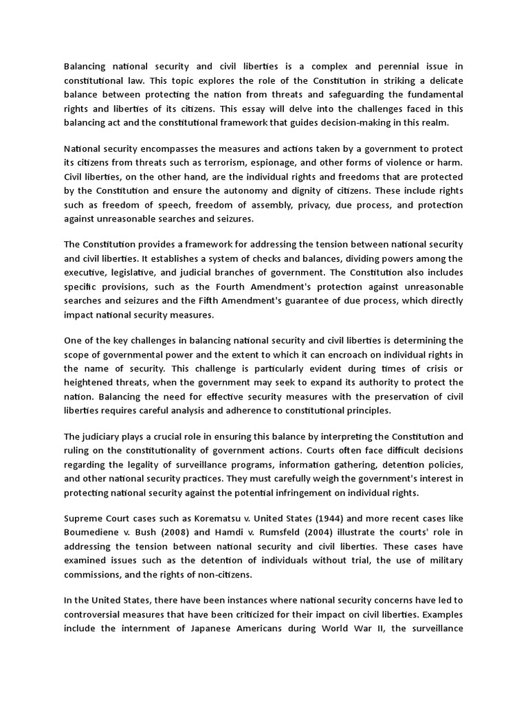 Balancing National Security and Civil Liberties | PDF | Civil Liberties ...