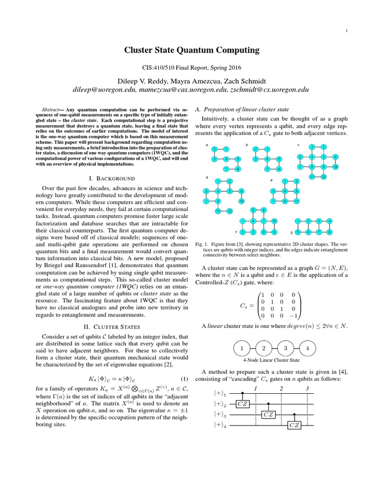 Cluster State Quantum Computing | PDF | Quantum Computing | Quantum Mechanics