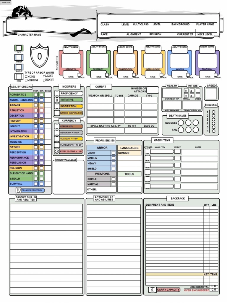 Project Gnome Color Coded Sheet v3.11 | PDF | Gaming | Dungeons & Dragons