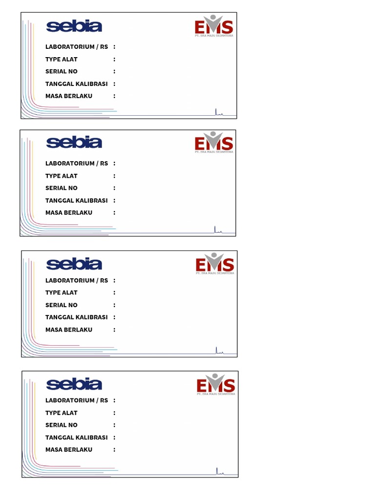 Stiker Kalibrasi - Sebia | PDF