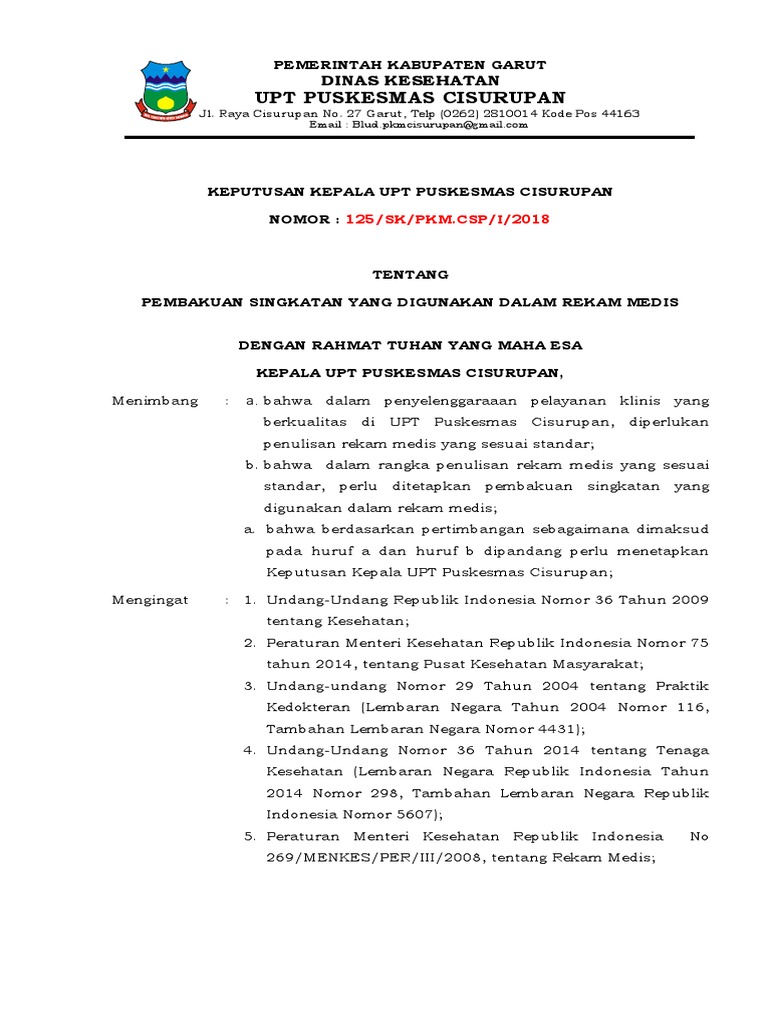 SK Pembakuan Singkatan | PDF