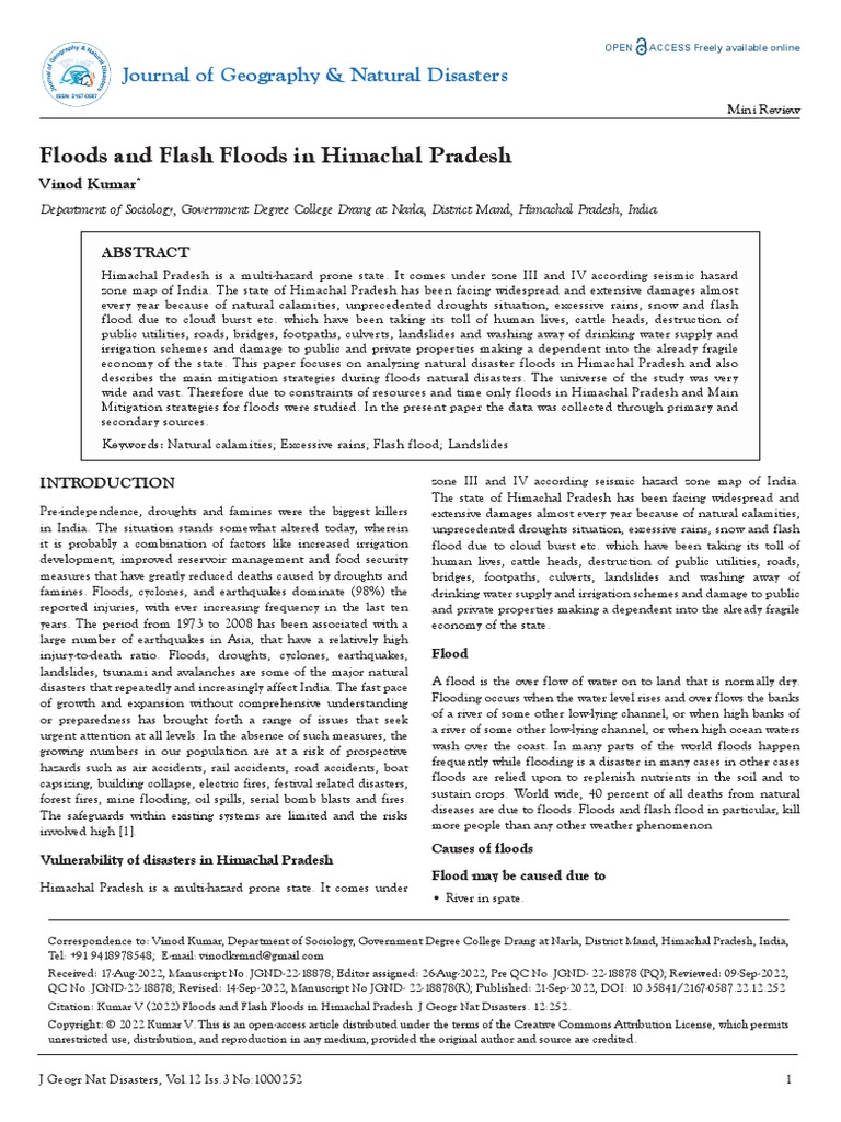 Floods and Flash Floods in Himachal Pradesh | PDF | Flood | Tropical Cyclones