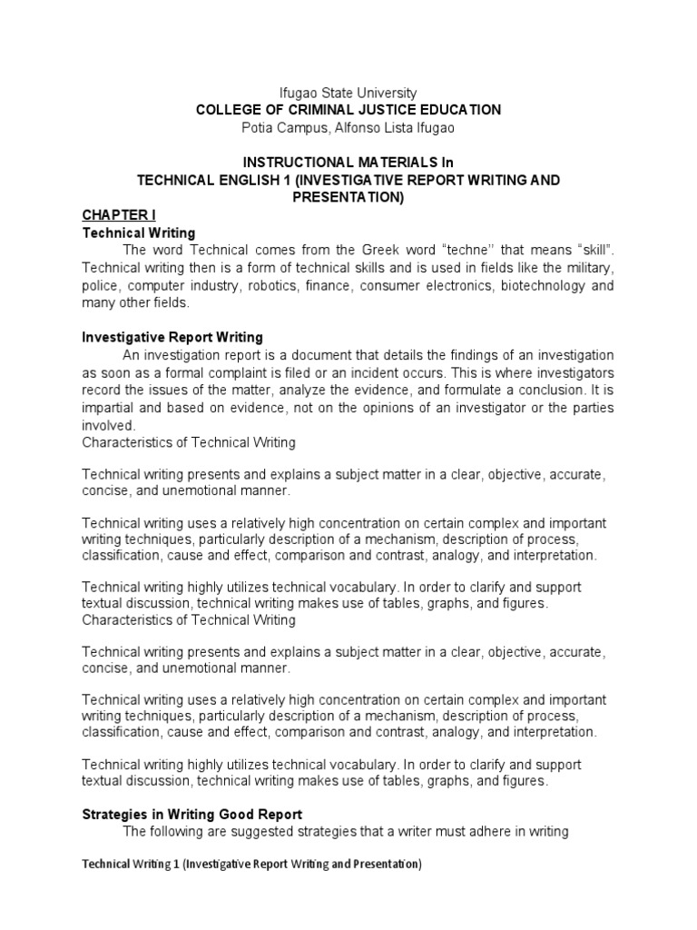 Investigative Report Writing Guide | PDF | Verb | Grammatical Tense