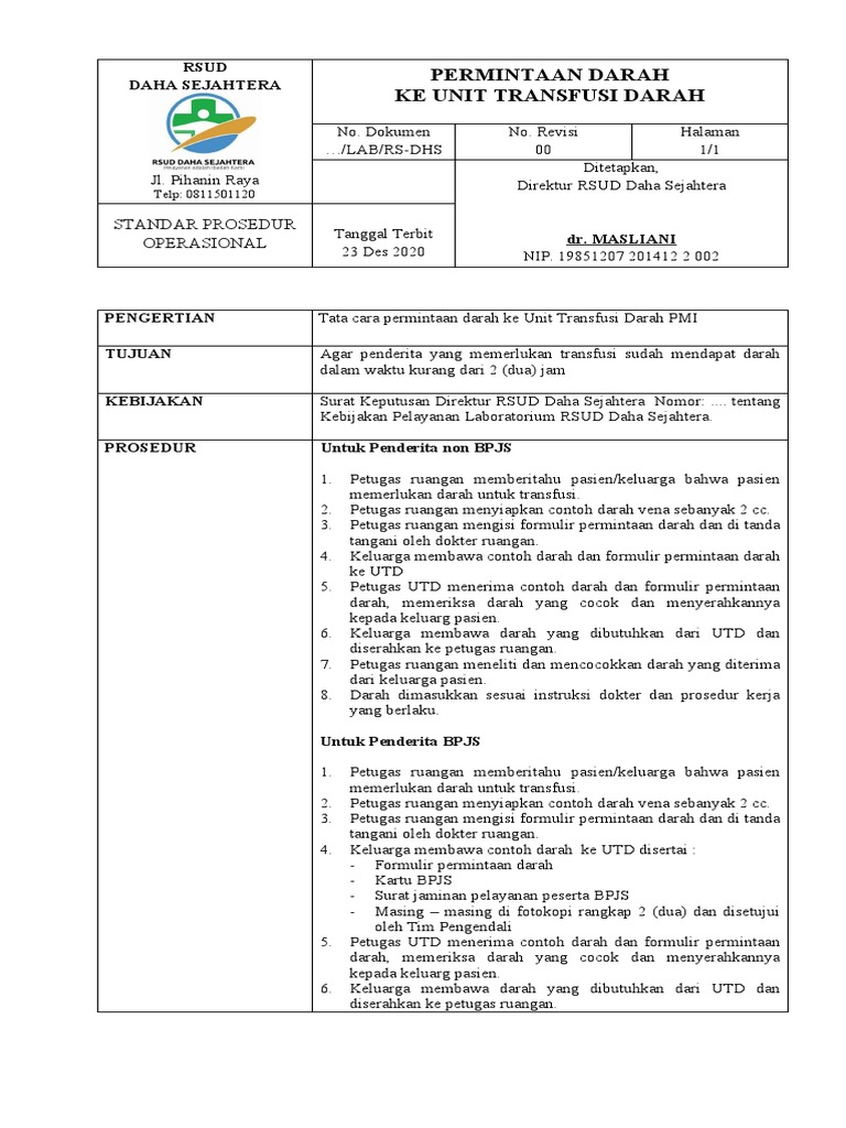 Spo Permintaan Darah Ke Utd | PDF