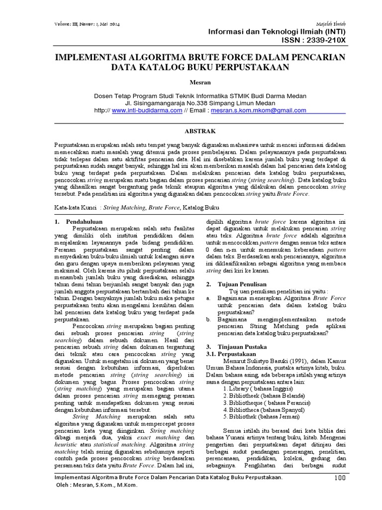 Implementasi Algoritma Brute Force Dalam | PDF