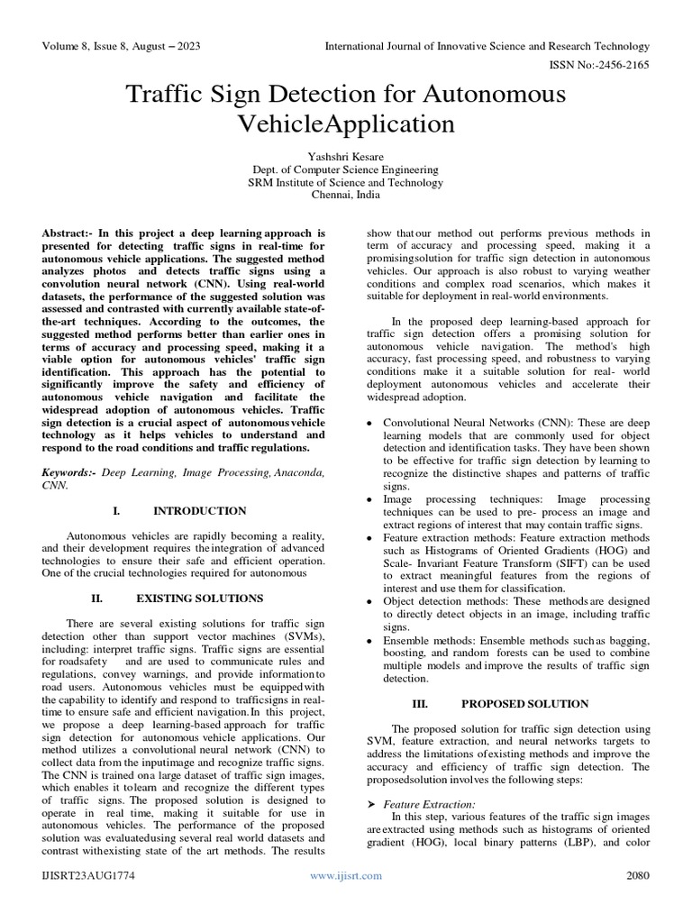 Traffic Sign Detection For Autonomous VehicleApplication | PDF ...