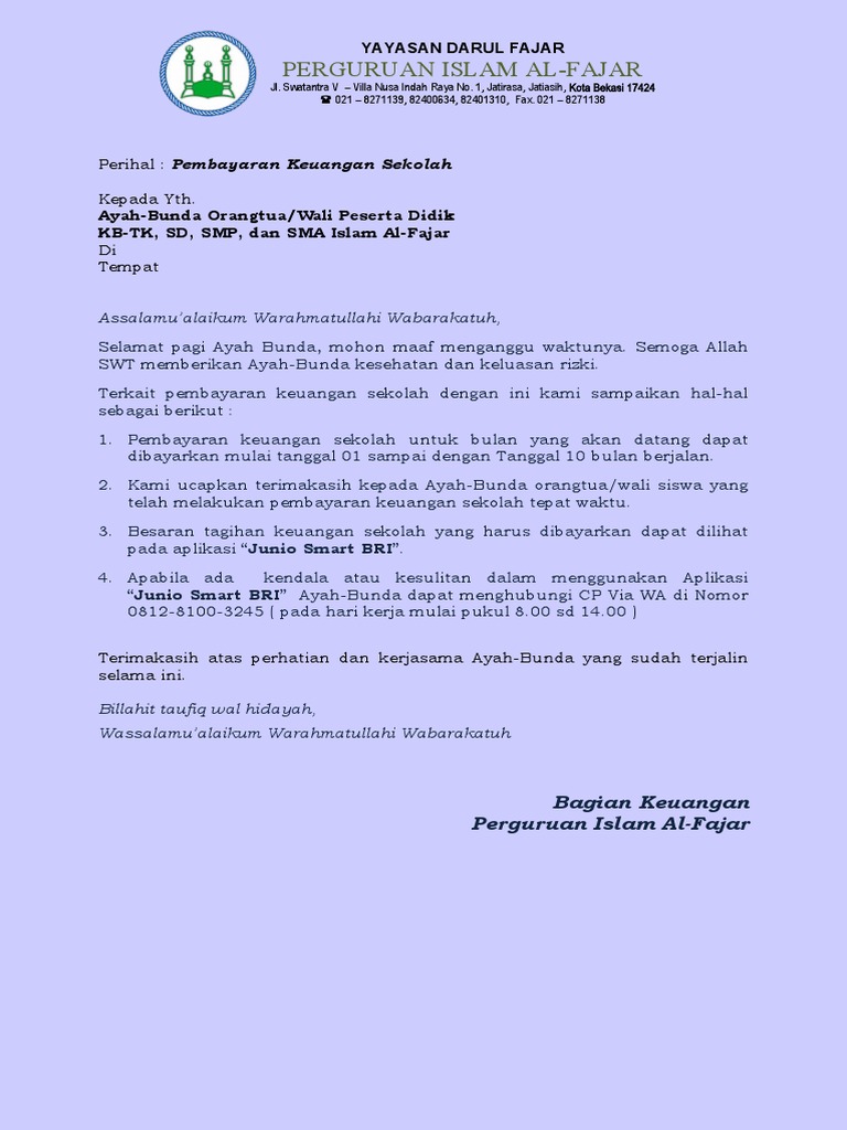 Himbauan Rutin - Pemby Iuran Siswa | PDF