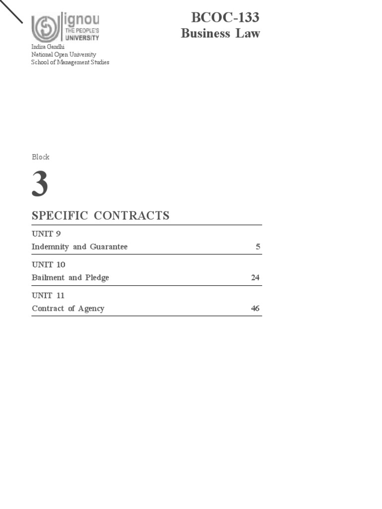 Unit On CONTRACTS | PDF | Guarantee | Indemnity