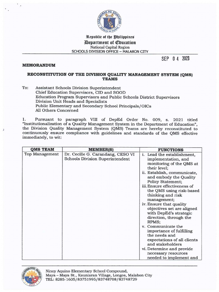 Um-09-04-23 Reconstitution of The Division Quality Management System ...