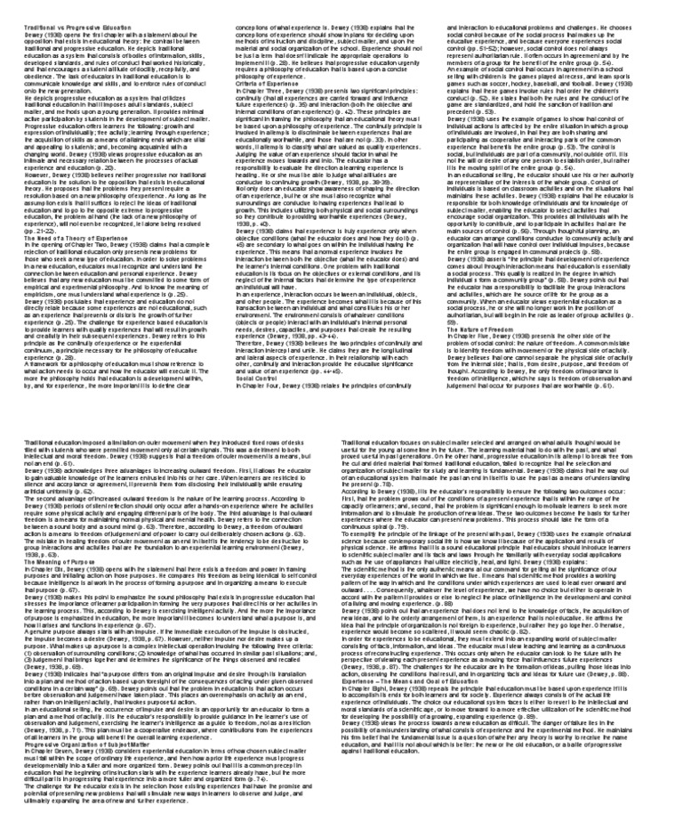 Traditional Vs Progressive Education | PDF | John Dewey | Experience