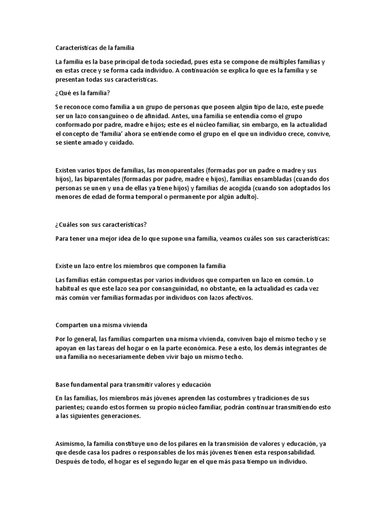 Características de La Familia | PDF | Familia | Comunidad