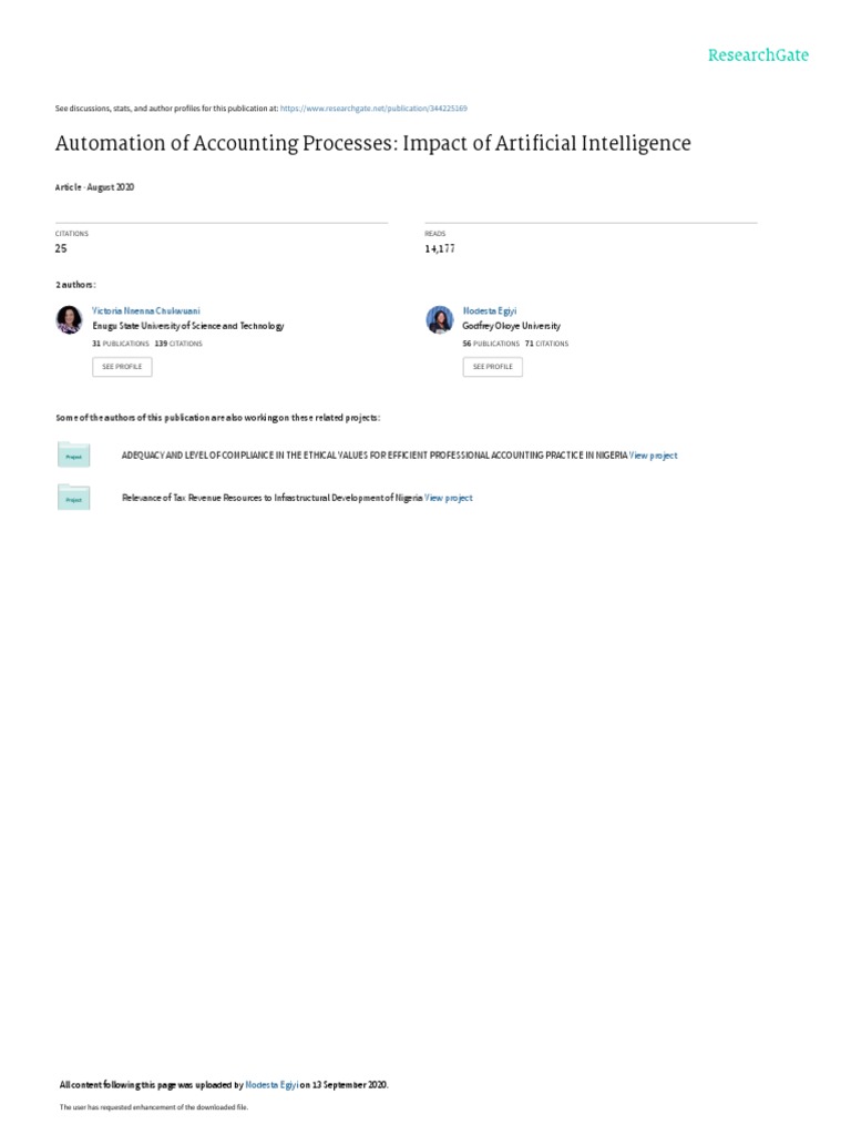 Automation of Accounting Processes Impact of Artificial Intelligence | Download Free PDF ...