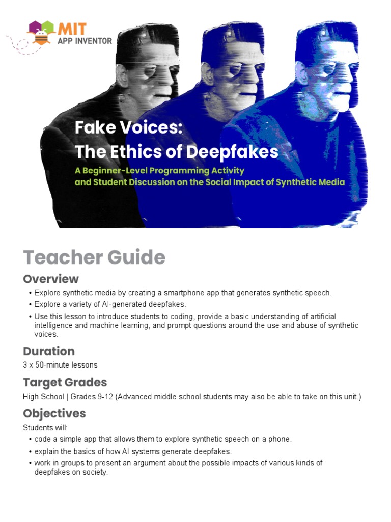 Fake Voices Teacher Guide | PDF | Artificial Intelligence ...
