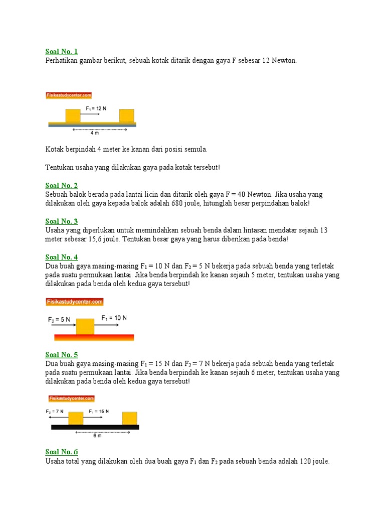 LATIHAN 1 Fisika Usaha Dan Energi | PDF | Metode & Bahan Ajar | Sains & Matematika