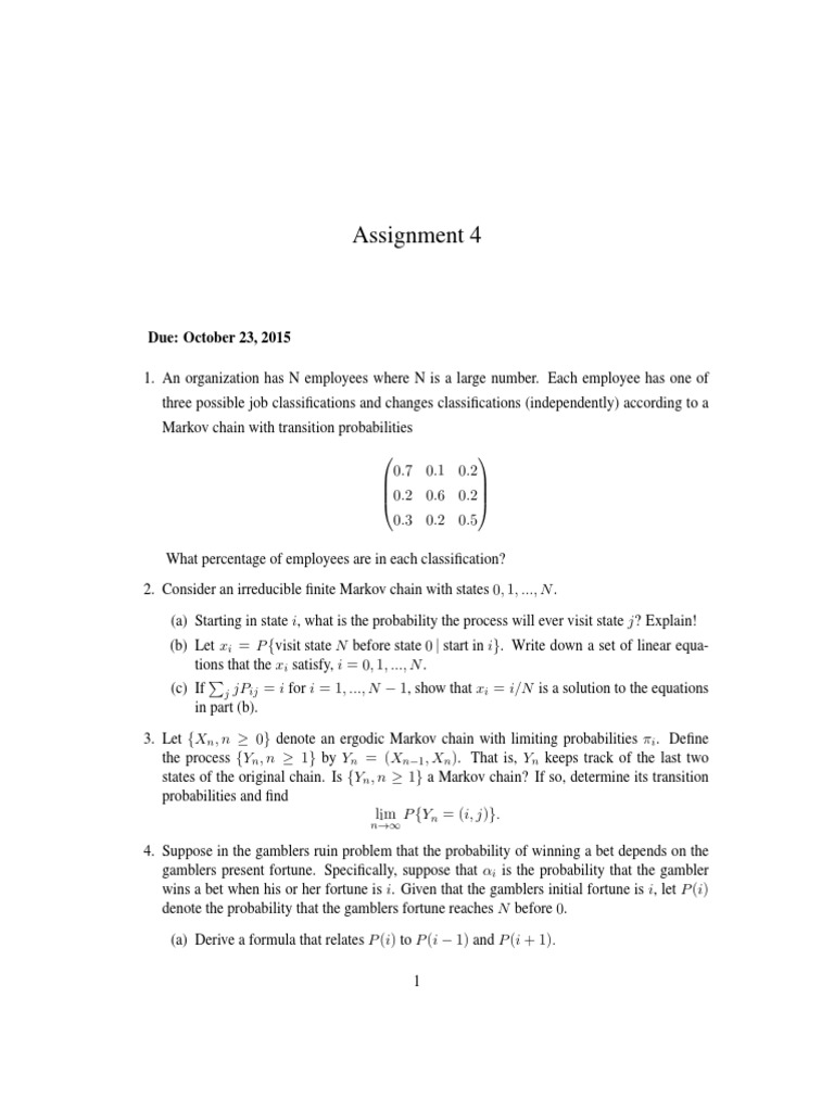 hm4 2015 | PDF | Markov Chain | Mathematical Objects