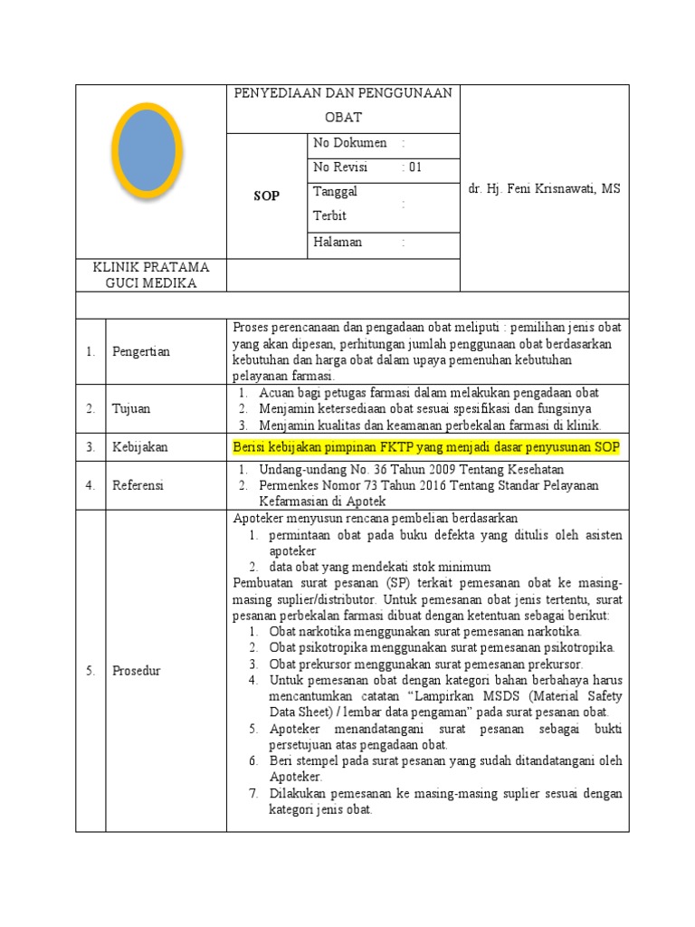 3.2.1 EP 2 SOP Penyediaan dan Penggunaan Obat_fix | PDF