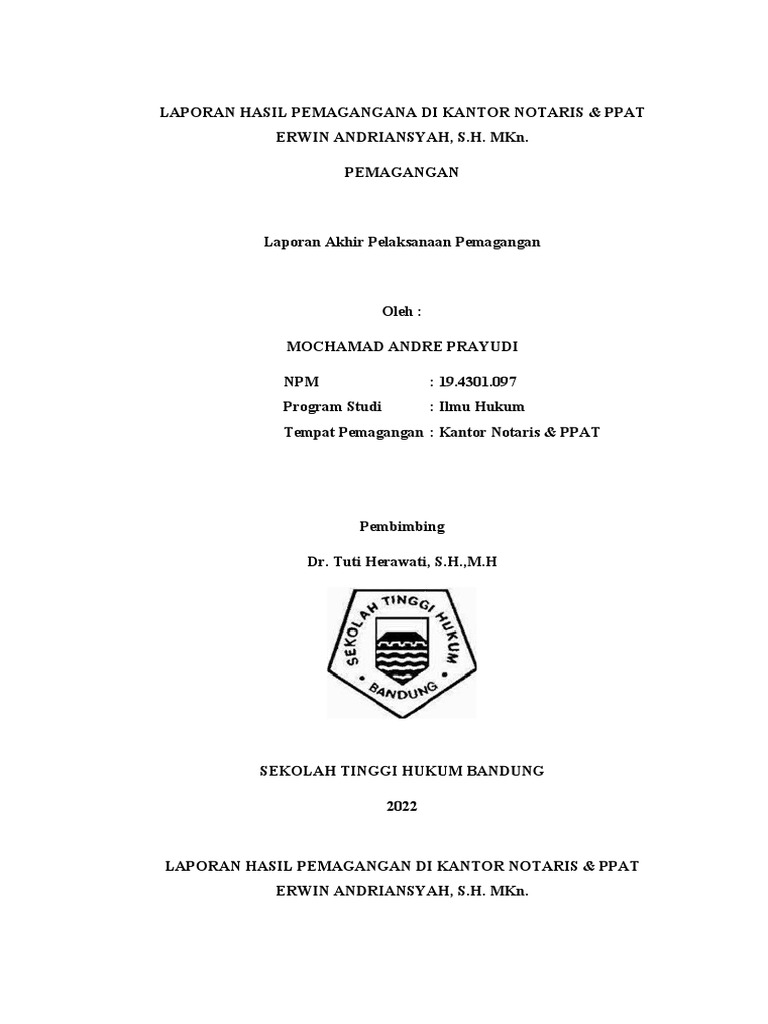 Laporan Pemagangan Notaris 2022 | PDF | Bisnis